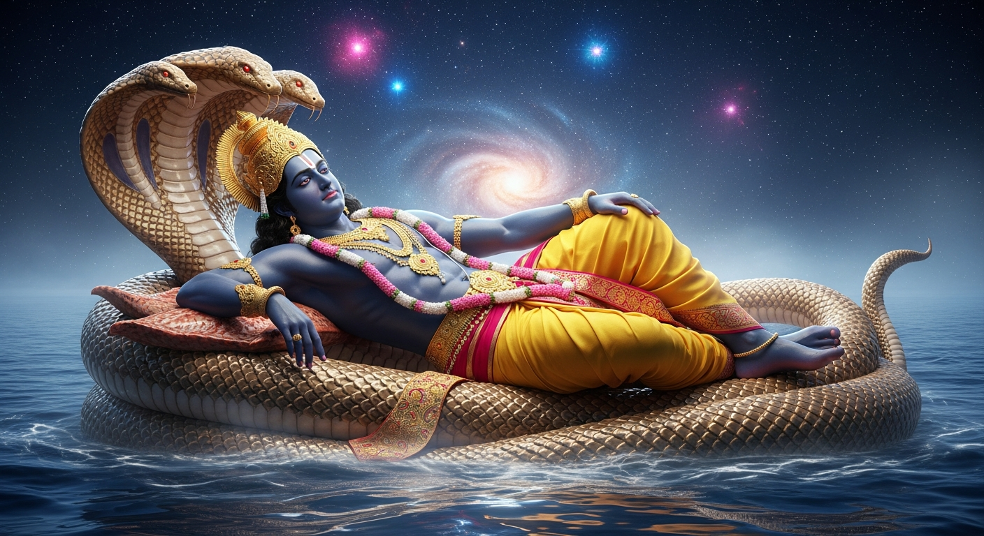 Why Lord Vishnu Sleeps on the Cosmic Ocean According to Puranas